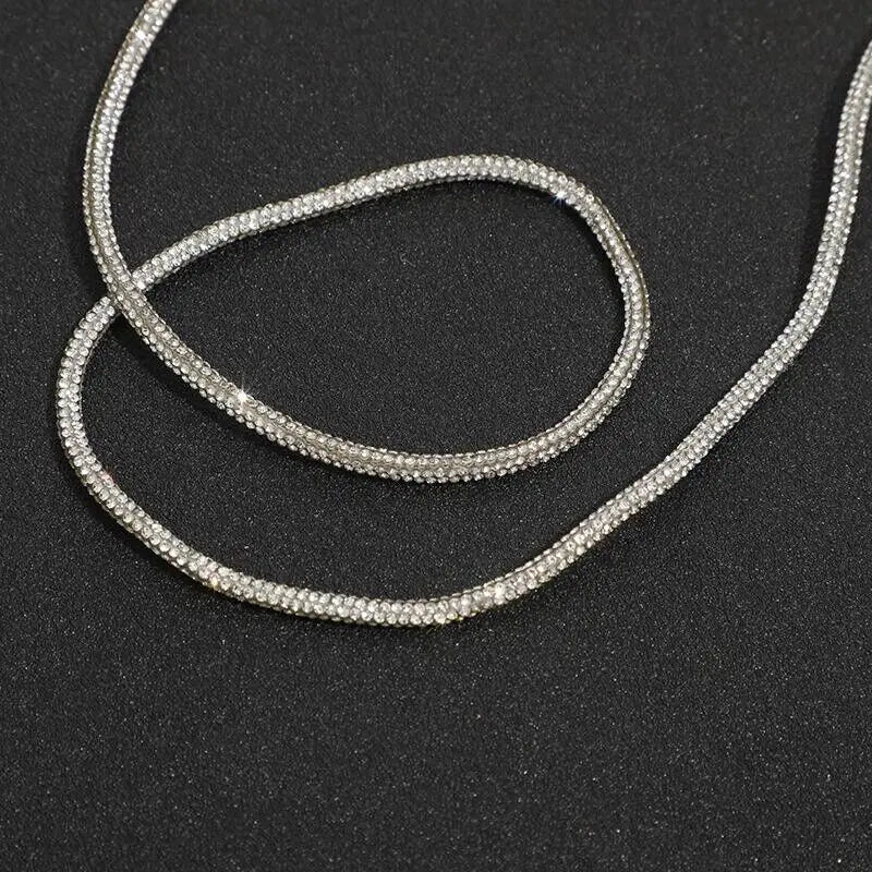 5/10/20/30 Yards Rhinestone Rope Glitter Crystal Tube Cord Trim String ...
